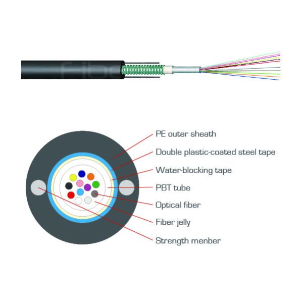 Quality GYXTW Central Loose Tube Outdoor Optical Fiber Cable Single Mode 12 Core for sale