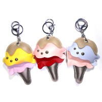 Quality Custom Ice Cream Promotional Leather Keyrings ROHS Approved for sale