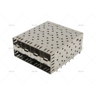 Quality 2 X 4 Ports SFP Cage Transceiver Housing Optical Modular Copper Alloy Material for sale