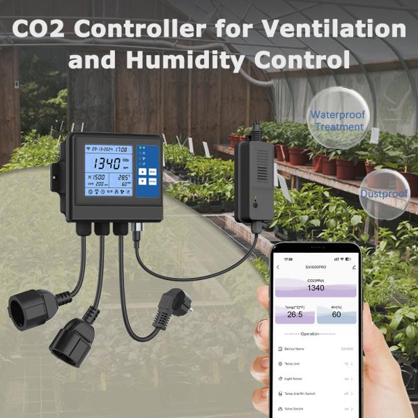 Quality Hydroponic Greenhouse CO2 Controller: 5000ppm Regulator & Monitor for sale