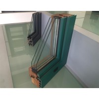 Quality Extruded Aluminium Window Profiles / Green Color Three Layers Glass Combined for sale
