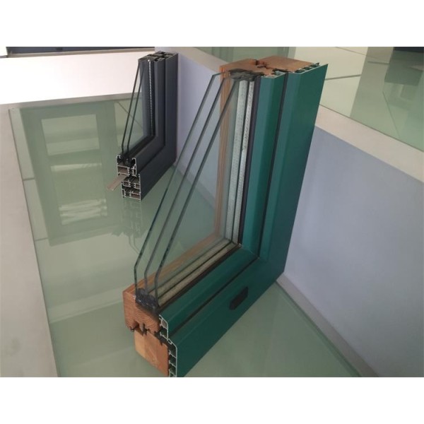 Quality Extruded Aluminium Window Profiles / Green Color Three Layers Glass Combined Windows for sale