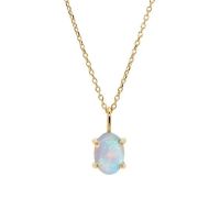Quality Handmade 18K Gold Plated Pendant Prong Setting Opal Stone 925 Silver Necklace for sale