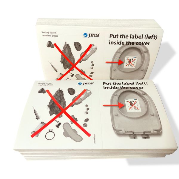 Quality Fork Shape Warning Tip Rectangle White Sticker Coated For Toilet for sale