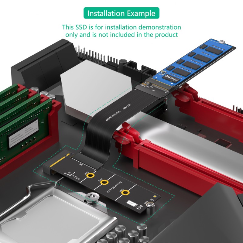 M.2 NVME SSD Extension Cable size comparison