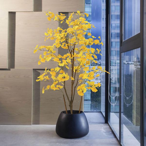 Quality ODM Golden Color Artificial Ginkgo Tree For Exhibition Yellow Leaf for sale