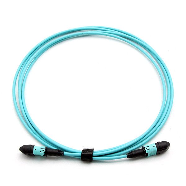Quality Female To Female MPO Trunk Cable Assembly 12 Fibers OM3 OFNR Aqua Jacket for sale