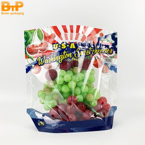 Quality Custom Printed Handle Stand-up Zipper Bags for Fresh Fruits & Vegetables, Fully Recyclable Material PP Bag for sale