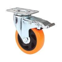 China 100mm Medium Duty Caster Polyurethane Wheel Swivel Type Caster With Brake for sale