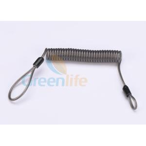 Quality Reminder Wire Coil Tool Lanyard Cable Transparent Black With Loop On Both Ends for sale