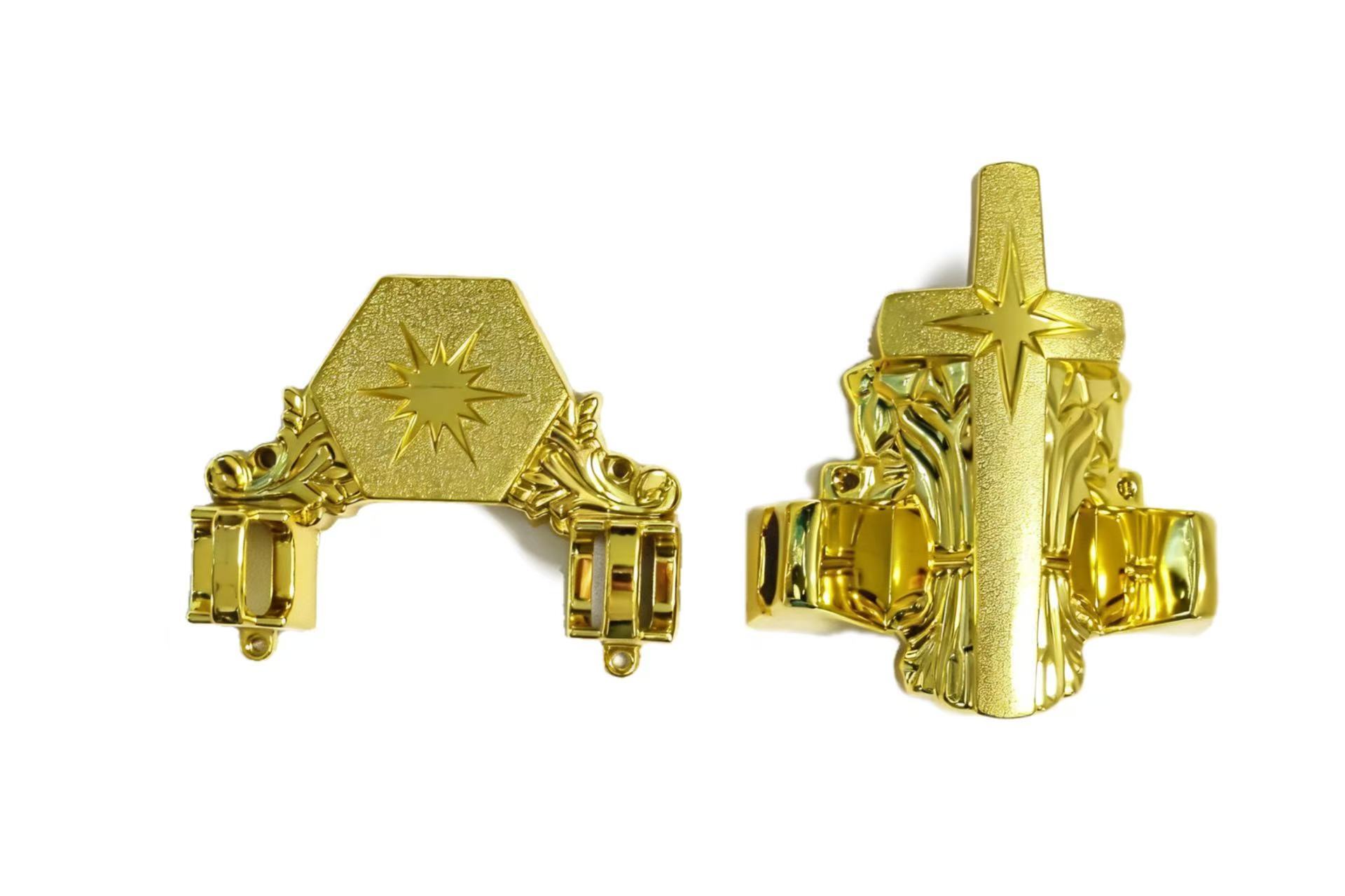 Quality Brass Color Coffin Parts Funeral Casket Decoration Sun And Star Pattern PP New Material for sale