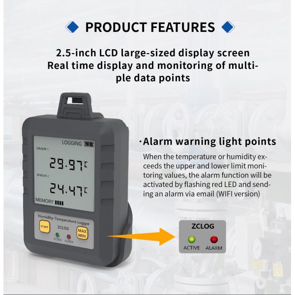 Quality Sampling Interval 0.1mins-24h Pharmaceutical Industry WIFI LCD Display for sale