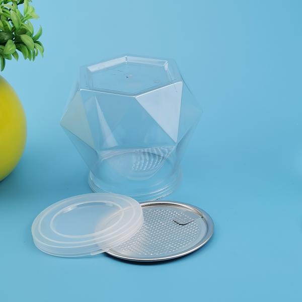 Quality Clear PET Diamond 30g 650ml Plastic Cookie Jar Containers for sale