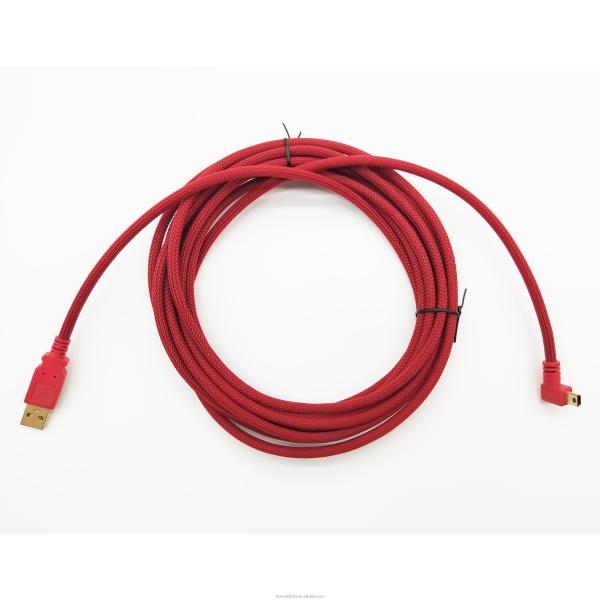 Quality Red Customized USB 2.0 USB A Male To Right Angle Mini USB Cable Fast Charging for sale