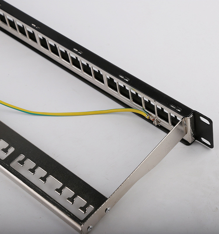 Quality 1U 24 Port STP Patch Panel RJ45 Rack Mount Cat6 Patch Panel Blank for sale