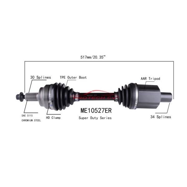 Quality ME10527ER CV Axle Assembly Heavy Duty Clamp TPEE Boot  Cold Forging Grinding Process Technology EXTREME Weather Unit for sale