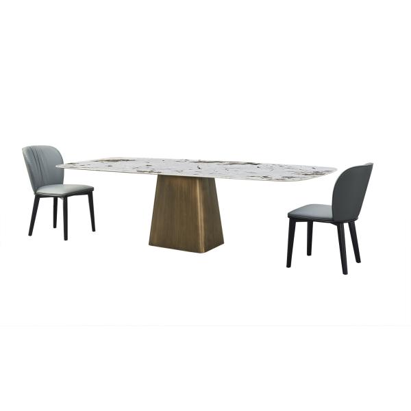 Quality Luxury Rectangle Ceramic Marble Top Dining Table With 10 Chairs for sale