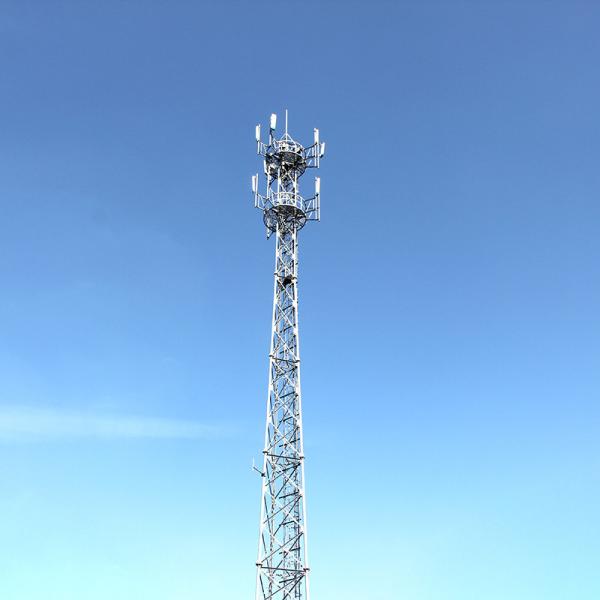 Quality 30m Triangular Tubular Steel Tower , Circular Microwave Communication Tower for sale