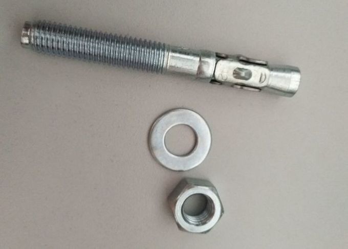 Wedge Metal Anchor Bolts M12x100 , Through Bolt Anchor For Concrete Carbon Steel