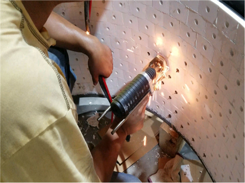 Stud welding Abrasion resistant ceramic pipe