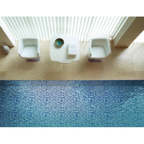 Quality Skidproof White Blue Ceramic Pool Tiles 300x300mm Glossy Matt for sale
