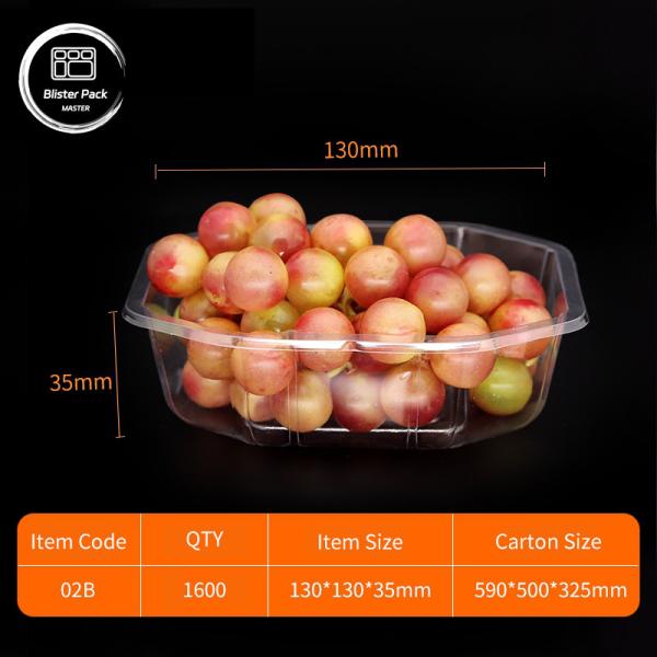 Quality Transparent PET Clamshell Fruit Containers Disposable Plastic Boxes with Lids for sale