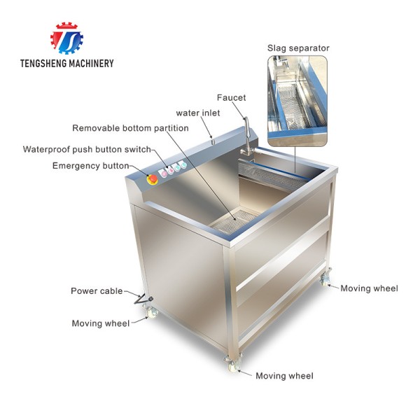 Quality Industrial Single Bubble Fruit And Vegetable Washing Machine 300KG/H for sale