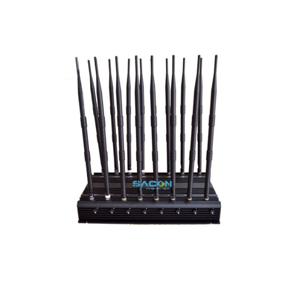 Quality 38W High Power Desktop Signal Jammer with 16 Bands Adjustable Frequency and 5 Cooling Fans for sale