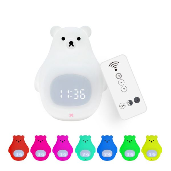 Quality Soft Silicone Bear Led Night Lamp Touch Sensing Sleeping Lights With Timing & Alarm Clock Function for sale