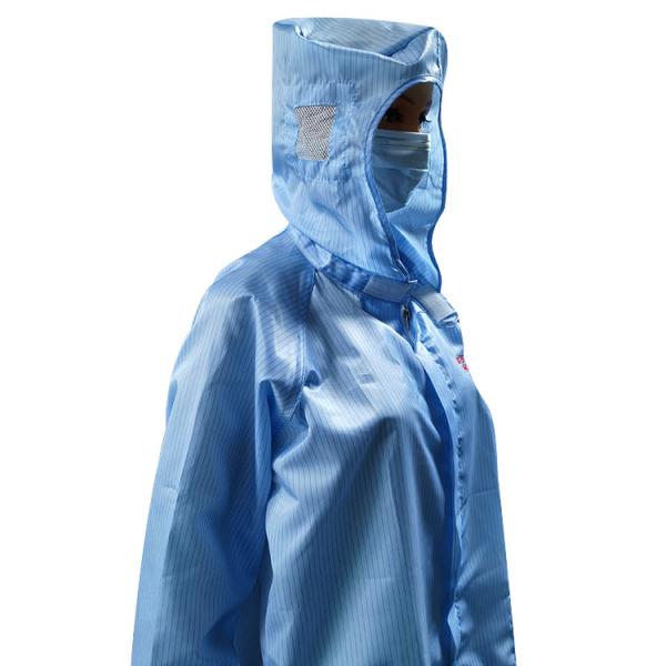 Quality Unisex 5mm Stripe ESD Anti Static Smock For Class 100 Cleanroom for sale