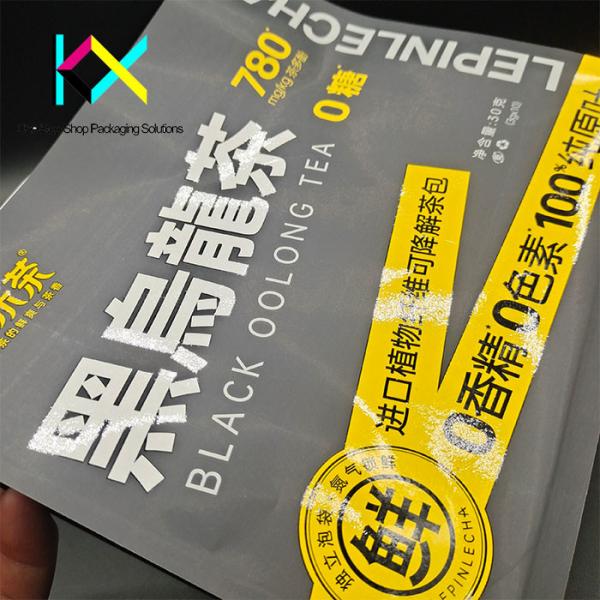Quality 140um Tea Paper Packaging Bag Flat Bottom Pouch With Zipper Tear Notch for sale