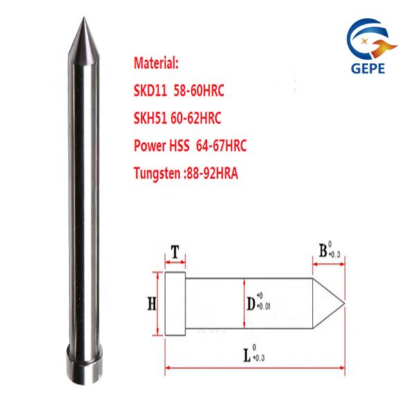 Quality 58-60HRC High Precision Punch Pins Sharp Pointed For Punching Mould for sale