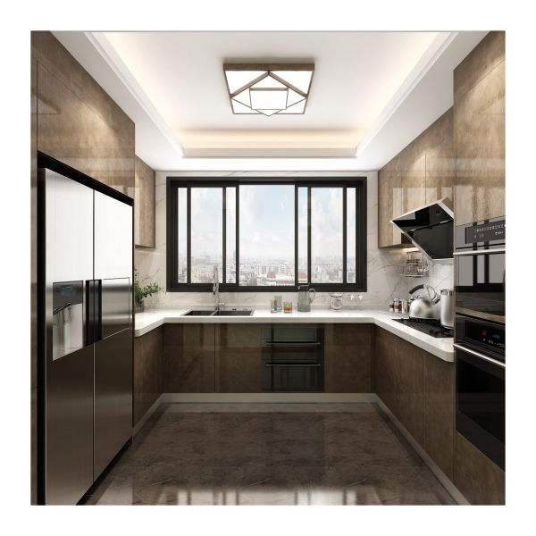 Quality Customized Modern Style Smart Wood Modular Kitchen Cabinet Quartz Stone Countertop for sale