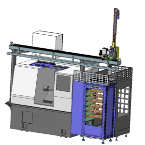 Quality High Efficiency Single Lathe Multi-layer Stock Bin Gantry Feeding Automation for sale