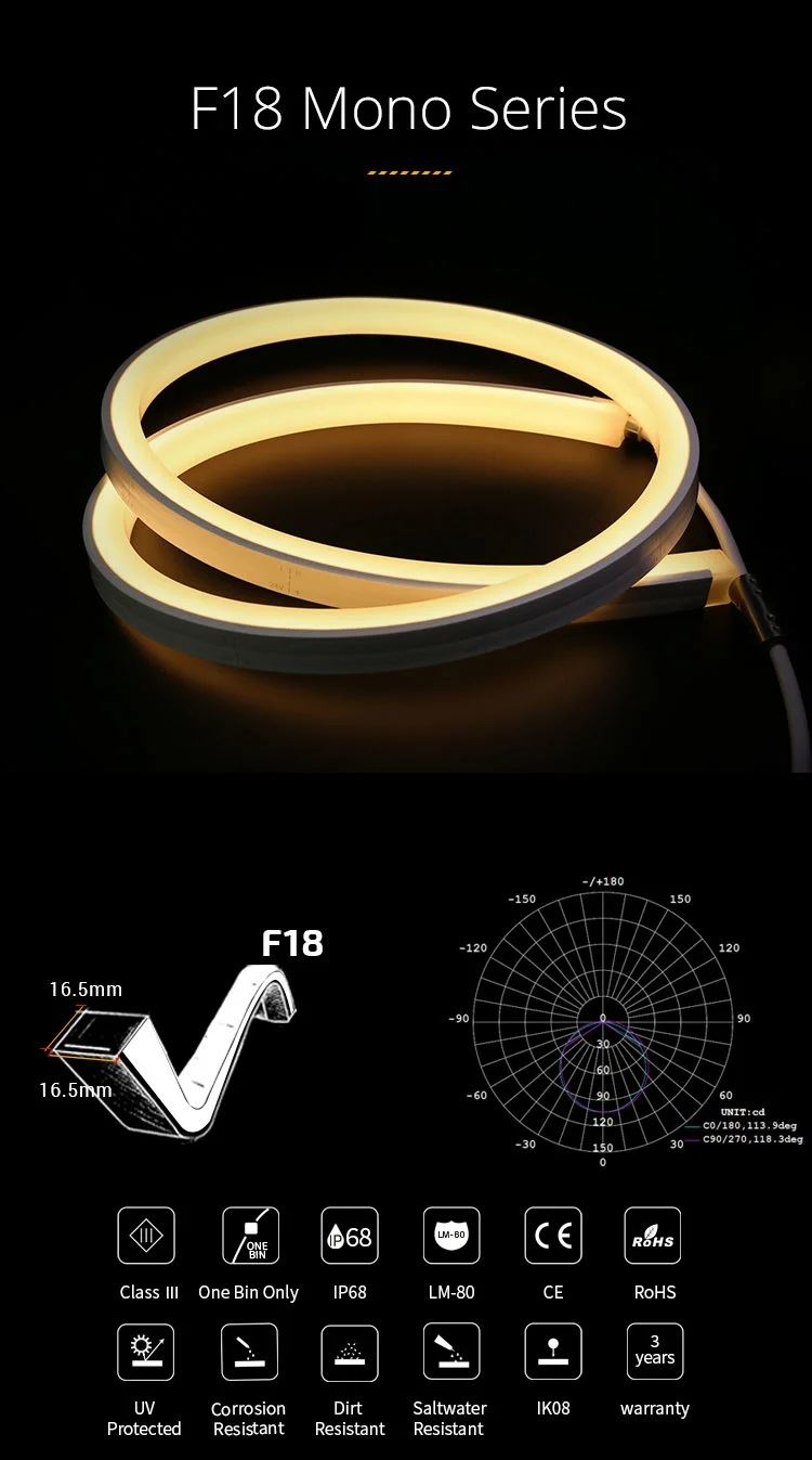 Three Side Emitting Flexible PVC LED Neon Strip Light 5