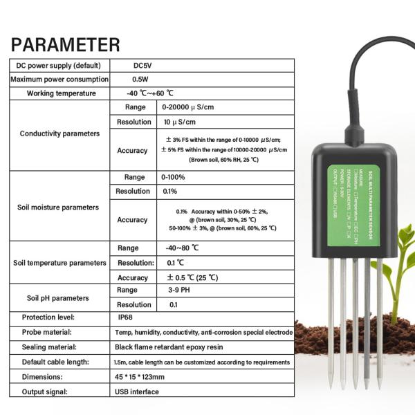 Quality 7-in-1 USB Soil Sensor Soil Tester Agriculture Soil EC PH NPK Nutrient Meter For for sale