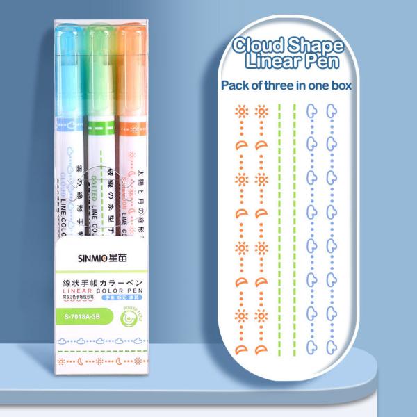 Quality Colorful Pattern Shape Linear Curve Highlighter Pens For Handbook Journals Notes for sale