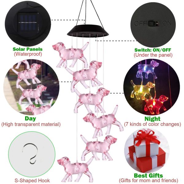 Quality Home Decor LED Solar Wind Chimes Light with Waterproof and Colorful Outdoor for sale