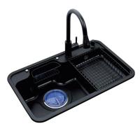Quality High Class Rectangular Quartz Composite Sink Black Granite Undermount for sale