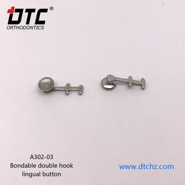 Quality Orthodontic Dental Stainless Steel Bondable Double Hook Lingual Button CE for sale