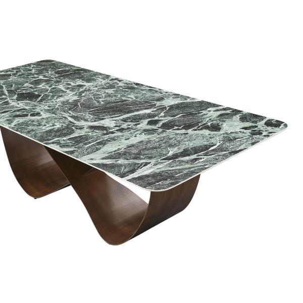 Quality Customized New Modern Square Simple Metal Legs Marble Dining Table Set With 8 for sale