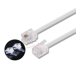 Quality 4P4C RJ11 Telephone Cable 25ft Male to Male PVC Jacket for sale
