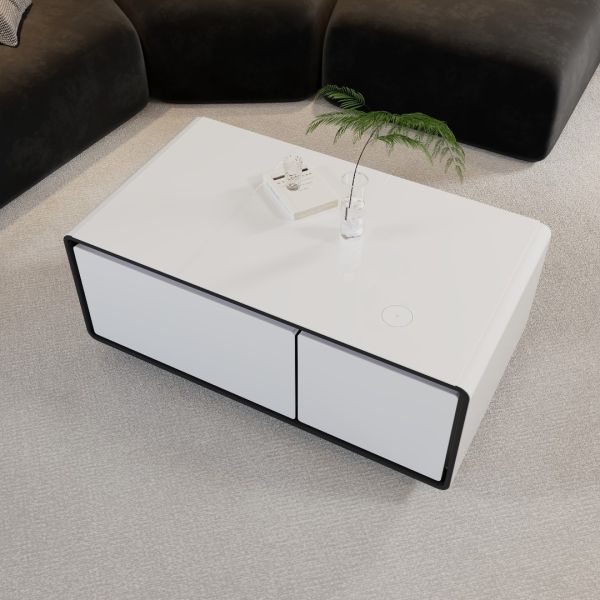 Quality Wireless Charging Modern Smart Coffee Table with Refrigerator and Tempered Glass for sale