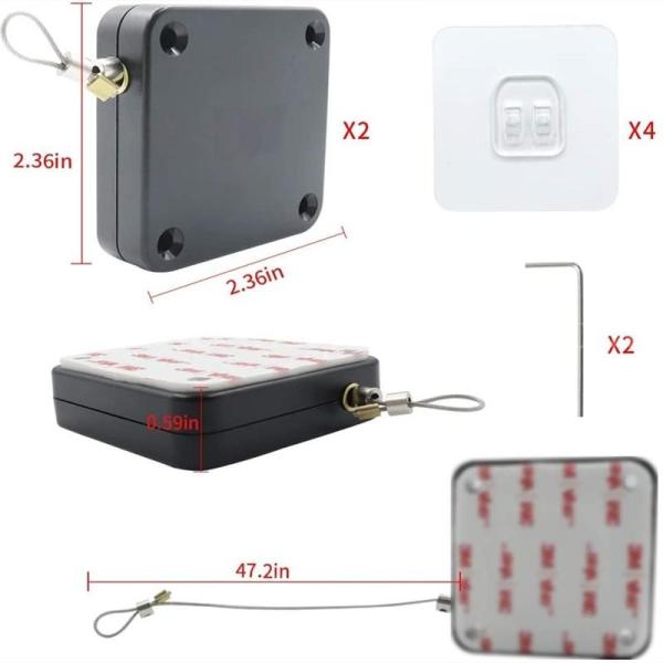 Quality Security Tether Automatic Retractable Punch Free Sensor Door Closer for sale