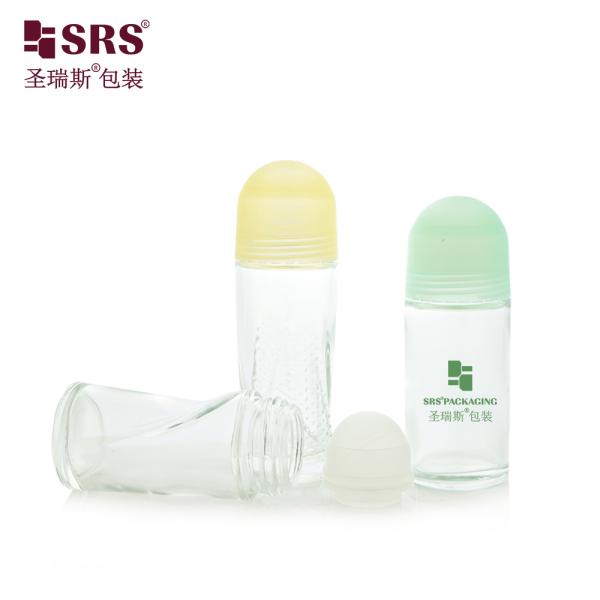 Quality BLPG 50ml 60ml Unique Shape Empty Glass Roll On Bottle For Body Deodorant Gel for sale