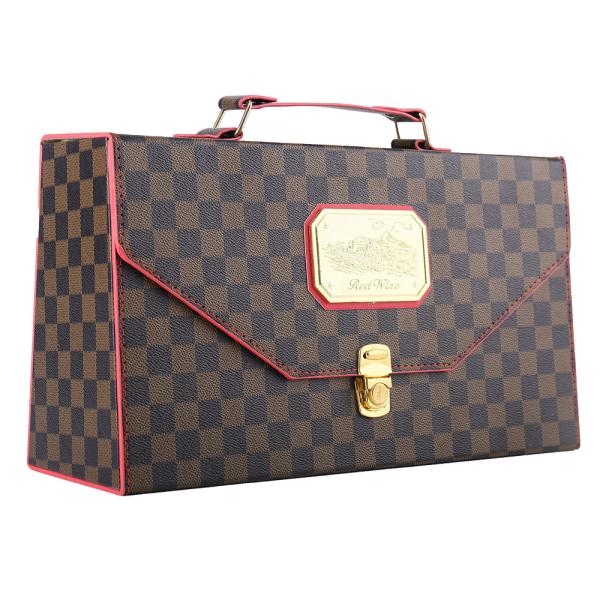 Quality Luxury Single Wine Bottle Pu Leather Gift Box Classical Red for sale
