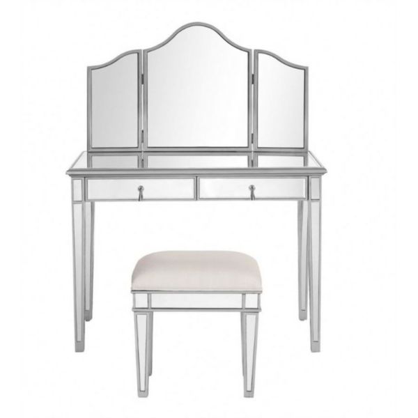 Quality Wooden Compact Dressing Table Corner Vanity Set Assembled for sale