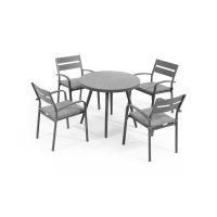 Quality Aluminum Outdoor Dining Set for 4 Person Round Table and Armchair Garden for sale