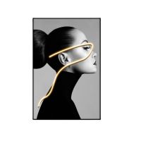 Quality Modern Style 3D LED Portrait Poster Printed On Canvas Wall Art For Entrance for sale