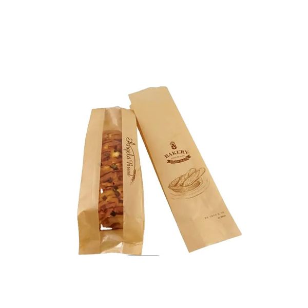 Quality Kraft Bakery Plastic Bread Bags With Window Recyclable Customized for sale